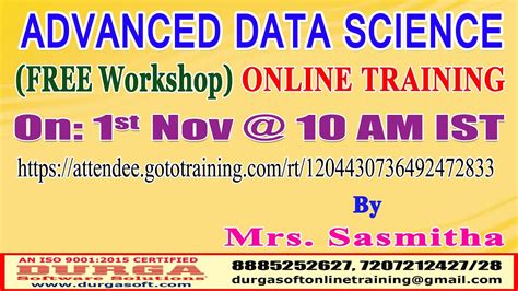 Advanced Data Science Free Workshop Online Training Durgasoft Youtube