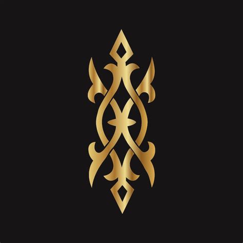 검은 바탕에 황금색 문신 디자인 프리미엄 벡터