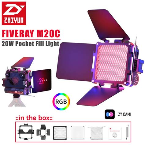 Zhiyun Fiveray M20c Combo Rgb ไฟวิดีโอ Led ไฟถ่ายภาพแม่เหล็ก Cri 95 2500k 10000k รับประกัน 1