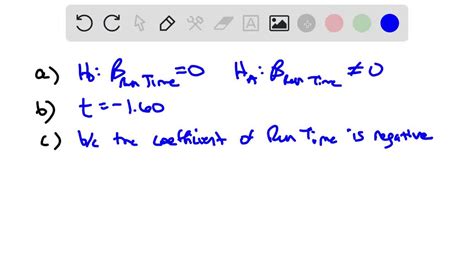 SOLVED A What Is The Null Hypothesis Tested For The Coefficient Of Run Time In The Regression