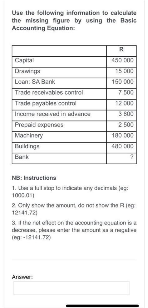 Solved Use The Following Information To Calculate The Chegg