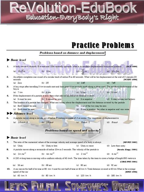 Motion In One Dimension Practice Problem Part1 Pdf Acceleration Velocity