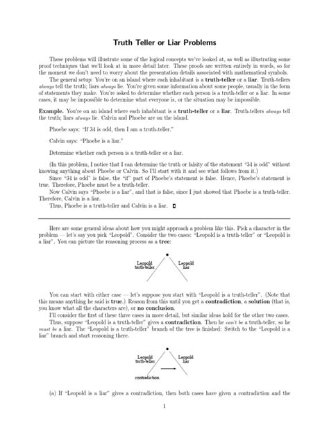 Truth Teller Or Liar Pdf Truth Mathematical Proof
