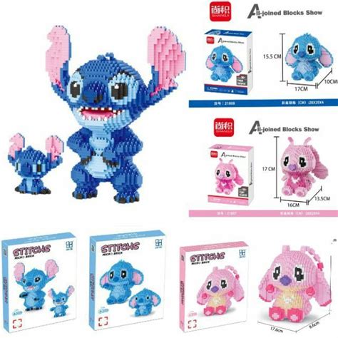 [ready Stock] Stitch Line Bear Diy Building Blocks Diamond Nano Block Buliding Block Toy
