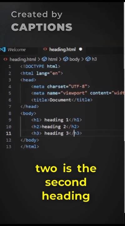 headings in html shorts html5 shortsvideo viral coding
