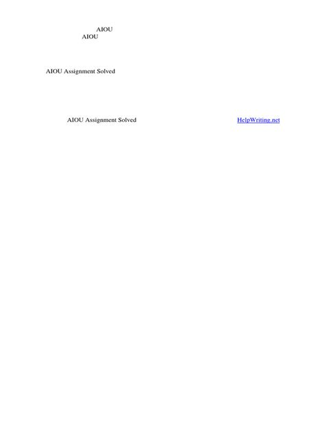 Aiou Assignment Solved Pdf
