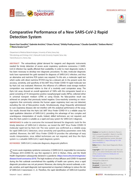 Pdf Comparative Performance Of A New Sars Cov 2 Rapid Detection System