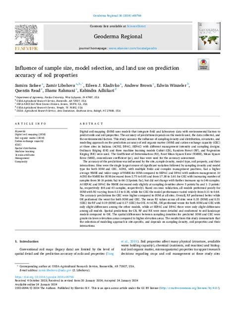 pdf influence of sample size model selection and land use on