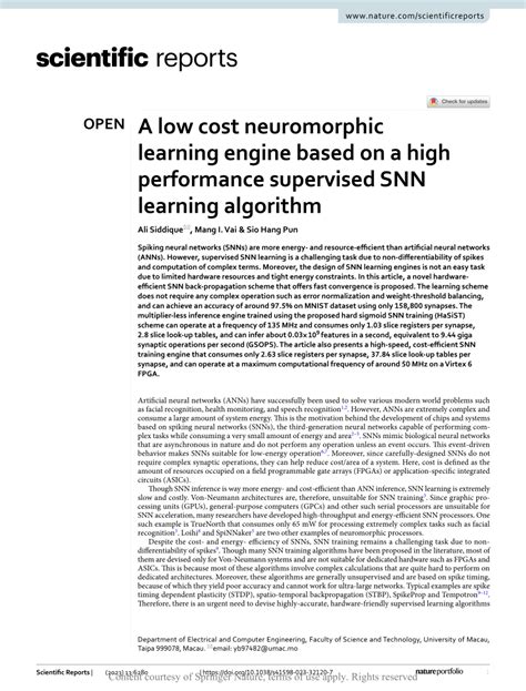 pdf a low cost neuromorphic learning engine based on a high