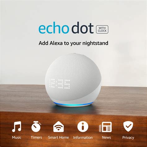 Buy Amazon Echo Dot Th Gen With Clock Compact Smart Speaker With Alexa And Enhanced LED