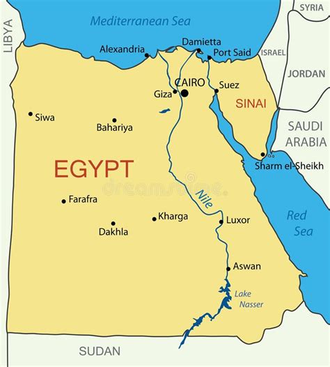 La República Árabe De Egipto Mapa Ilustración Del Vector