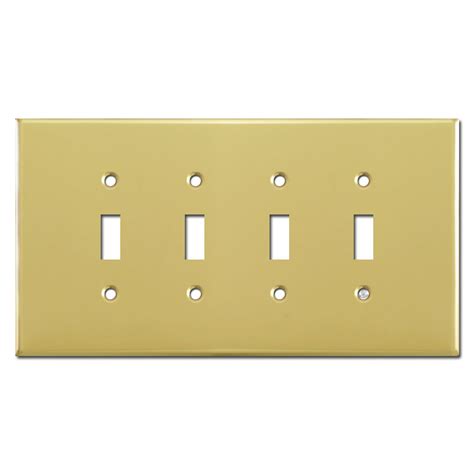 Jumbo 4 Toggle Switch Plate Polished Brass Kyle Switch Plates