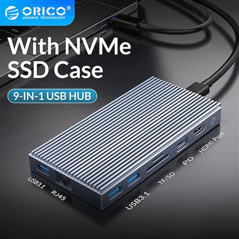 ORICO USB C HUB With External M NVMe SSD Enclosure To K Hz USB Gbps PD Charging