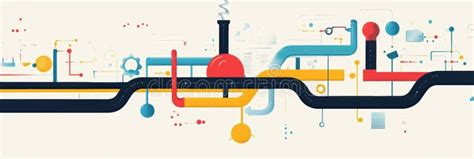 Infographic Illustrating Gas Pipeline Flow And Connections In A Minimalist Style For Energy
