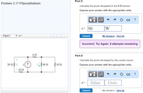Solved Part C Calculate the power dissipated in the 6Ω Chegg com