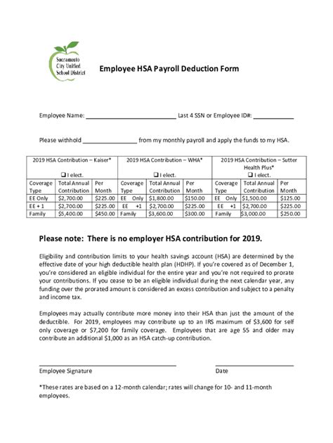 Fillable Online D2qrgk75cp62ej Cloudfront Employee Hsa Payroll Deduction Form Please Note Fax