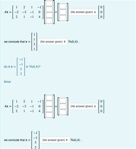 Solved The Null Space Of A Matrix The Third Subspace Chegg Com