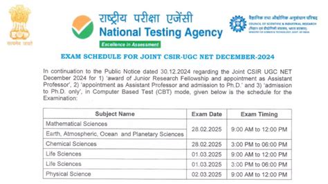 CSIR UGC NET DECEMBER 2024 Exam Schedule Released At Csirnet Nta Ac In Check Here Time Table