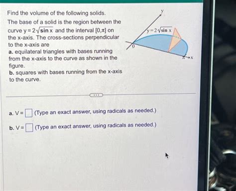 Solved Find The Volume Of The Following Solids The Base Of