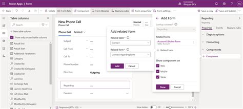 Using Form Component Control For Regarding Column In D365