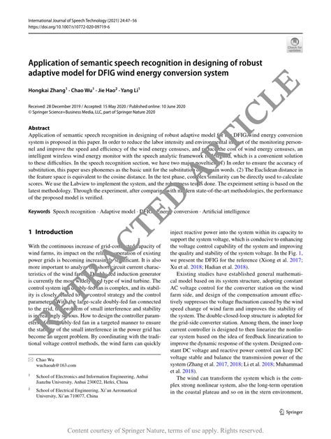 Application Of Semantic Speech Recognition In Designing Of Robust Adaptive Model For Dfig Wind