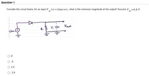 solved question 1 consider the circuit below for an input v