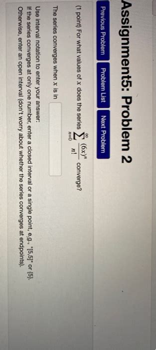 Solved Assignment5 Problem 2 Previous Problem Problem List