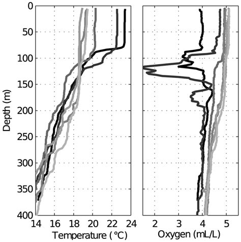 Temperature And Dissolved Oxygen Profiles During The Sampling Download Scientific Diagram