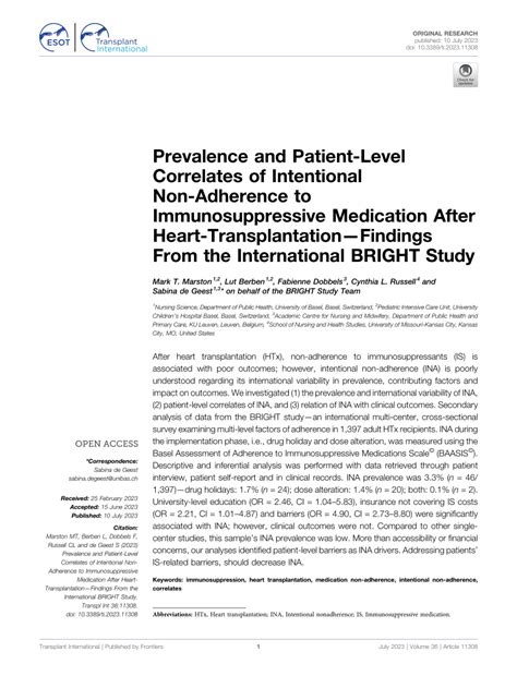 Pdf Prevalence And Patient Level Correlates Of Intentional Non