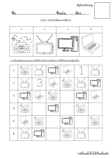 ใบงานหน่วยเทคโนโลยีและการสื่ เปลี่ยนเด็กจิ๋วให้เป็นเด็กแจ๋ว
