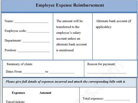 Employee Expense Reimbursement Fillable Pdf Form Editable Pdf Forms
