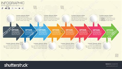 Timeline Infographics Template Arrows Flowchart Workflow Stock Vector
