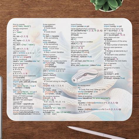 Python Helpful Hints White Mouse Pad Etsy
