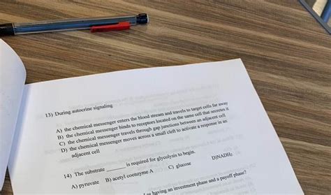 Solved 13 During Autocrine Signaling A The Chemical
