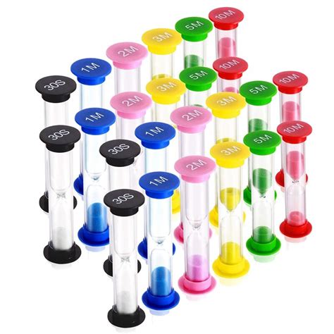 24 Pieces Plastic Sandglass Timer Colorful Hourgla Grandado