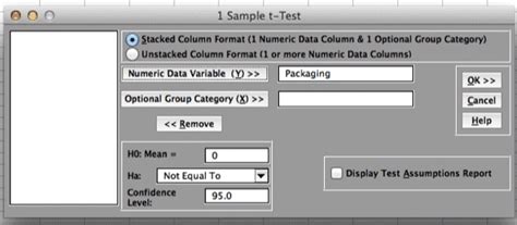 How To Run A One Sample T Test In Sigmaxl Glss