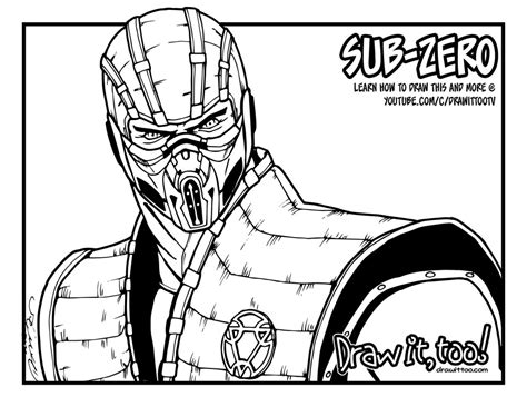 Sub Zero Mortal Kombat Coloring Pages Printable Mortal Kombat Coloring