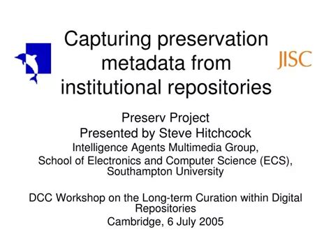 Ppt Capturing Preservation Metadata From Institutional Repositories Powerpoint Presentation