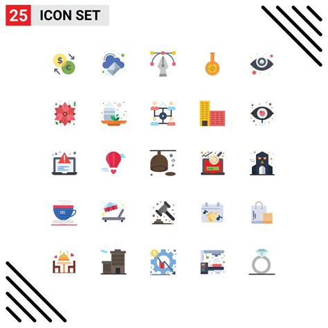 Mobile Interface Flat Color Set Of 25 Pictograms Of Eye Care Lab Email Reaction Chemical