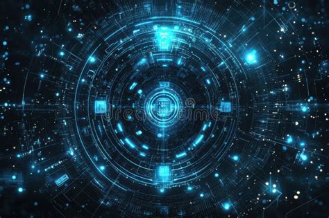 Futuristic Digital Shield Surrounded By Glowing Cyber Data Stock Image Image Of Connection