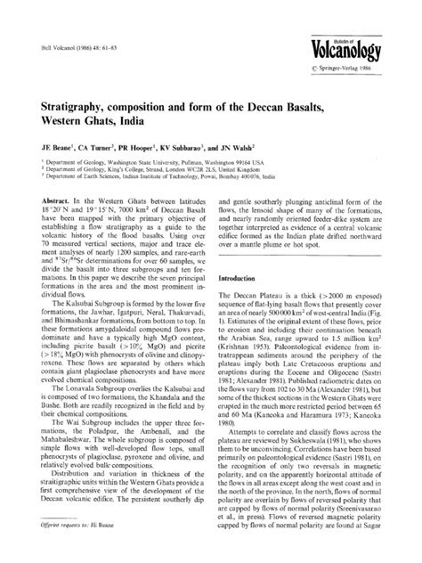 Deccan Basalt Whole Rock Composition Pdf Basalt Geology