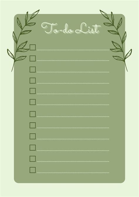 Sage Green Aesthetic To Do List