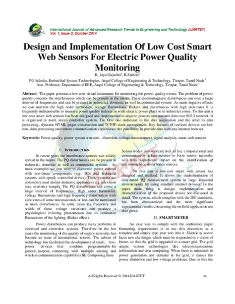Pdf Design And Implementation Of Low Cost Smart Web Sensors For Electric Power Quality Monitoring
