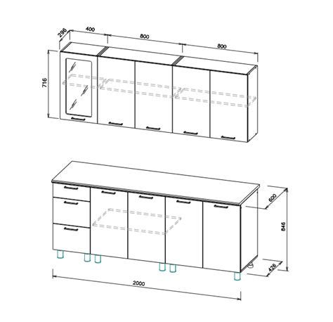 Кухонный гарнитур Вектор 2 0м Лайт Белый Бланж Графит Антарес купить оптом и в розницу в