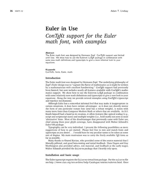 Euler In Use Context Support For The Euler Math Font With Examples Docslib