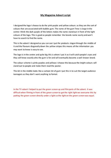 My Magazine Advert Script Docx