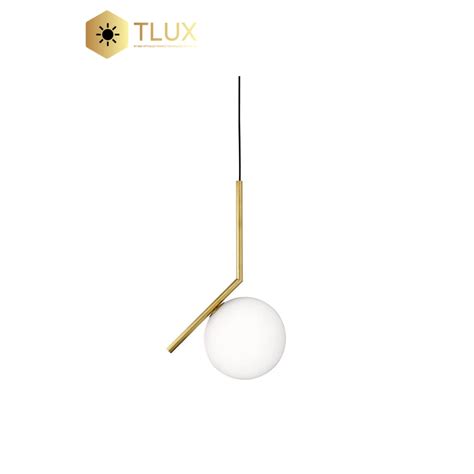 Angular Gold Brass Plated Rod Milky White Glass Ball Pendant Light Fixture Tlux