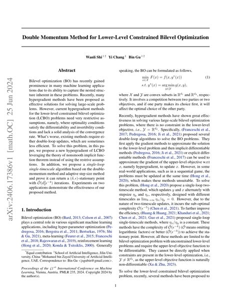 Pdf Double Momentum Method For Lower Level Constrained Bilevel Optimization