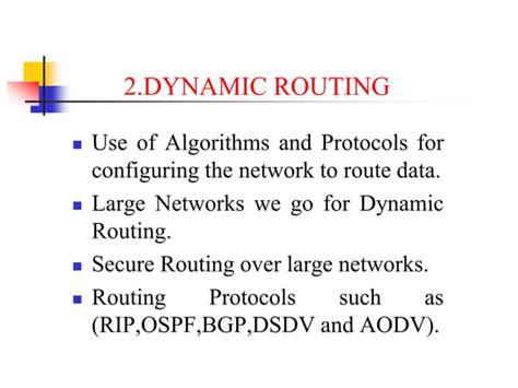 design and implementation of dynamic routing in wireless networks ppt