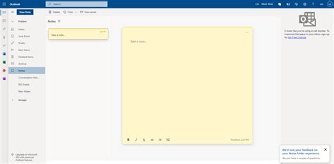 Viewing Notes In Outlook For The Web Using A Microsoft 365 Business Account Results In An Error